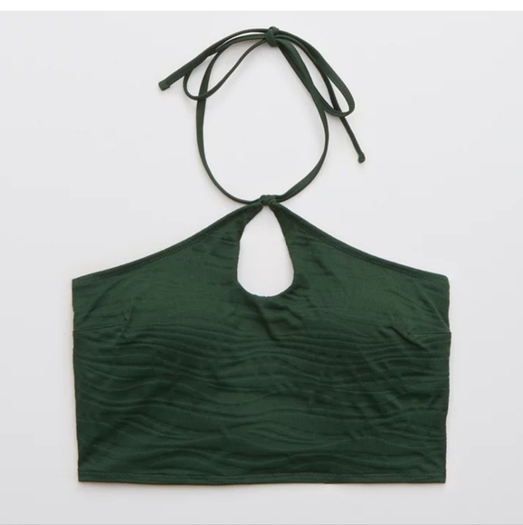 aerie | Swim | Nwt Aerie Jacquard Longline Halter Bikini Top | Poshmark